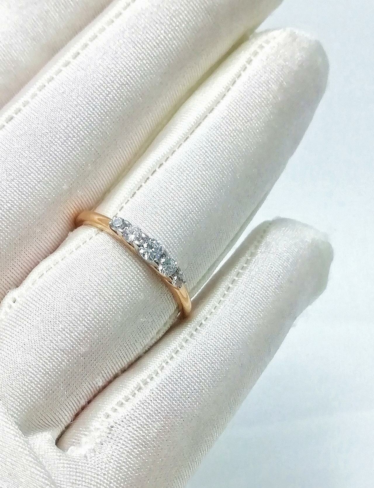 Кольцо дорожка, красное золото, 585 проба, фианит