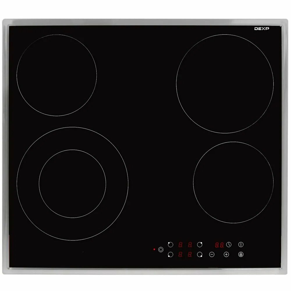 Электрическая варочная панель DEXP 9M4CTYL/B, независимая, стеклокерамика, 4 конфорки
