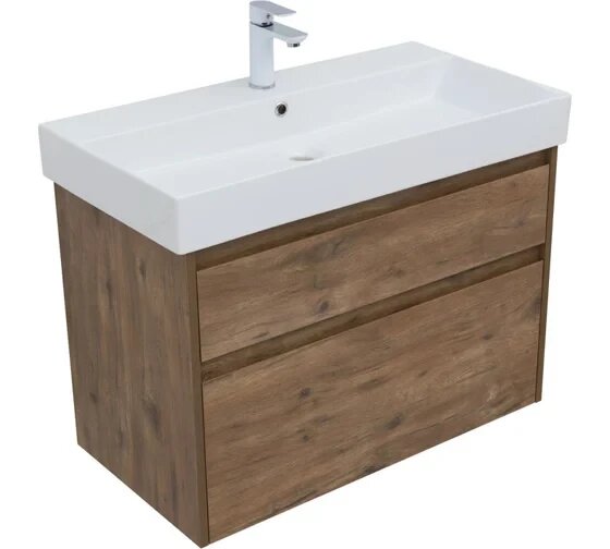 Тумба с раковиной Nova Lite 85 2 ящ. (SLIM SYNERGY) цв. дуб рустикальный