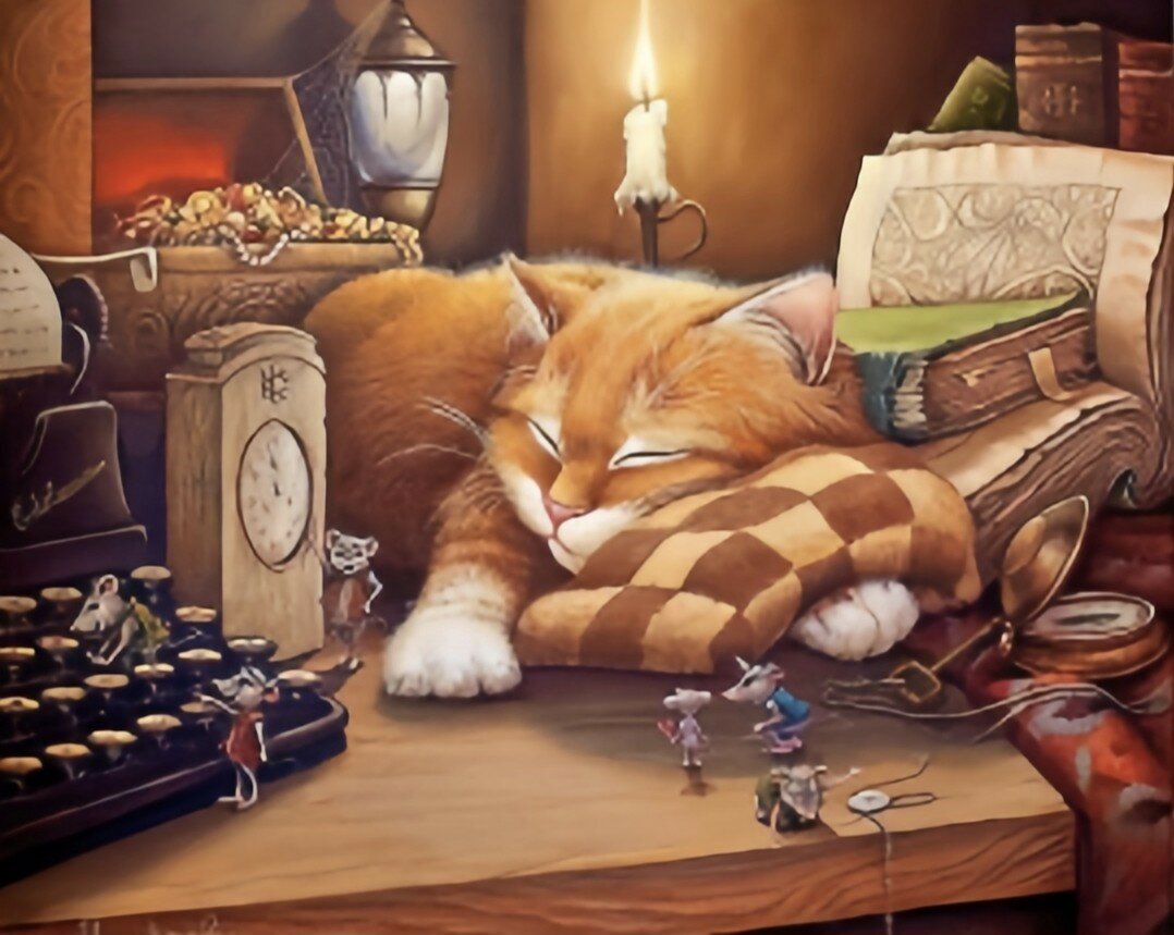Картина по номерам, холст на подрамнике, "Спящий кот", 40 см х 50 см