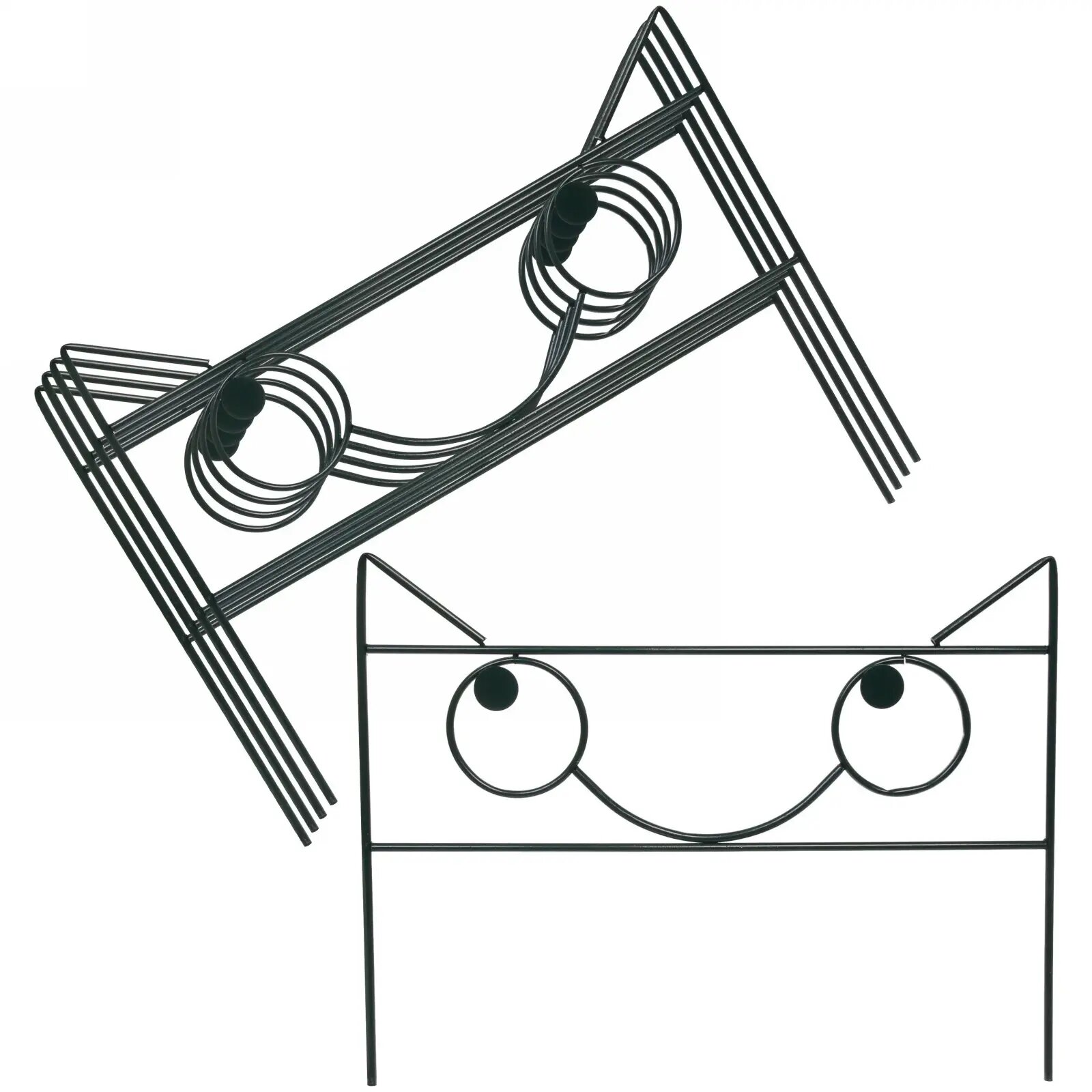 Декоративный заборчик 'Кошка' 45*67*335см, черный металл, 5 деталей