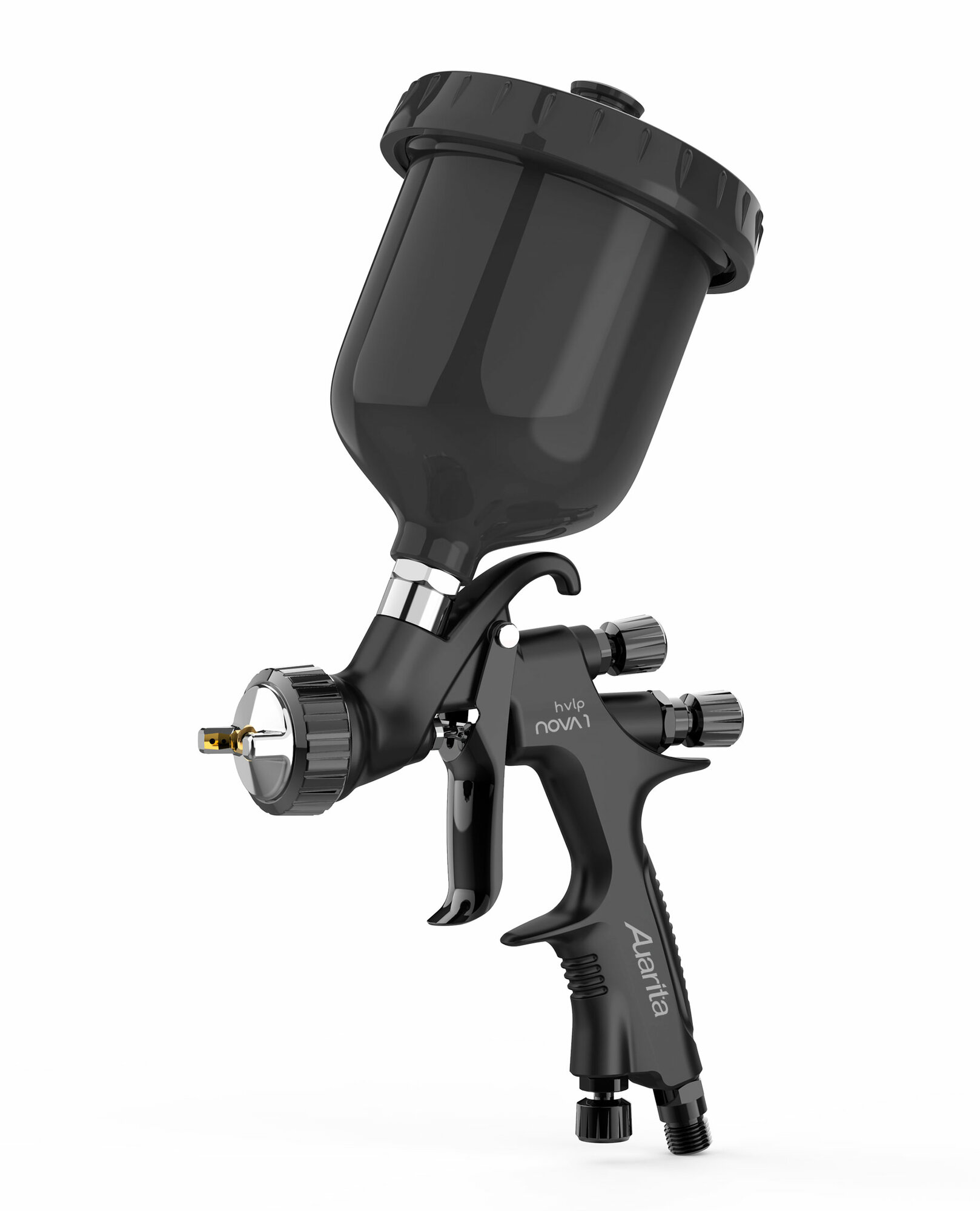 Краскопульт Auarita NOVA 1, Black, 1.3mm, HVLP (280-340л/мин, 2бар, пятно 260-300мм, 0.6л)