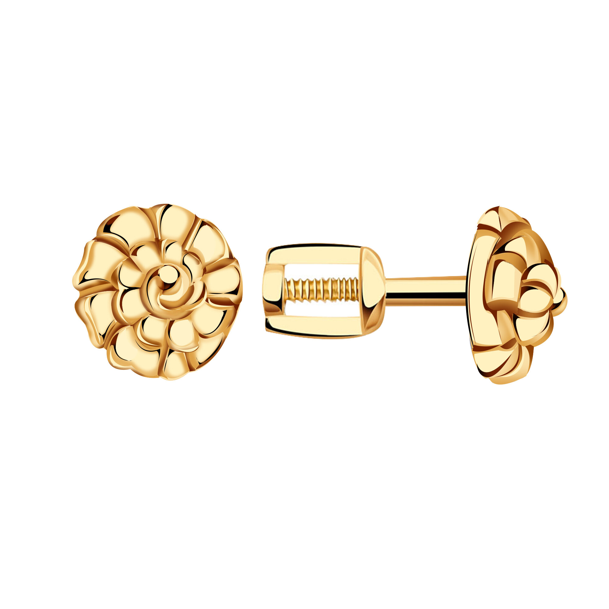 Серьги пусеты, красное золото, 585 проба