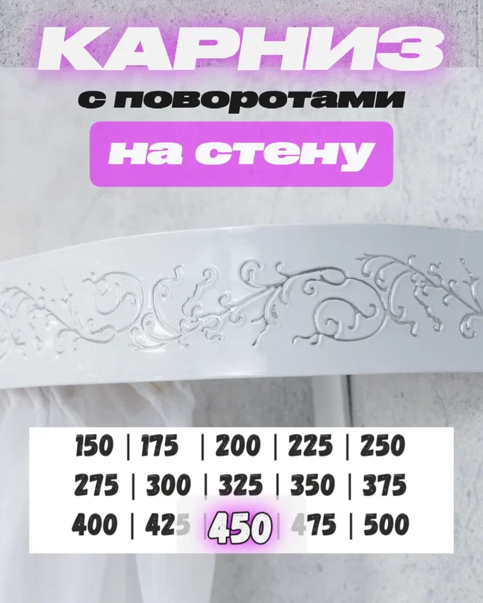 Гардина для штор настенная 450 см двух рядная цвета белого твоя зона комфорта