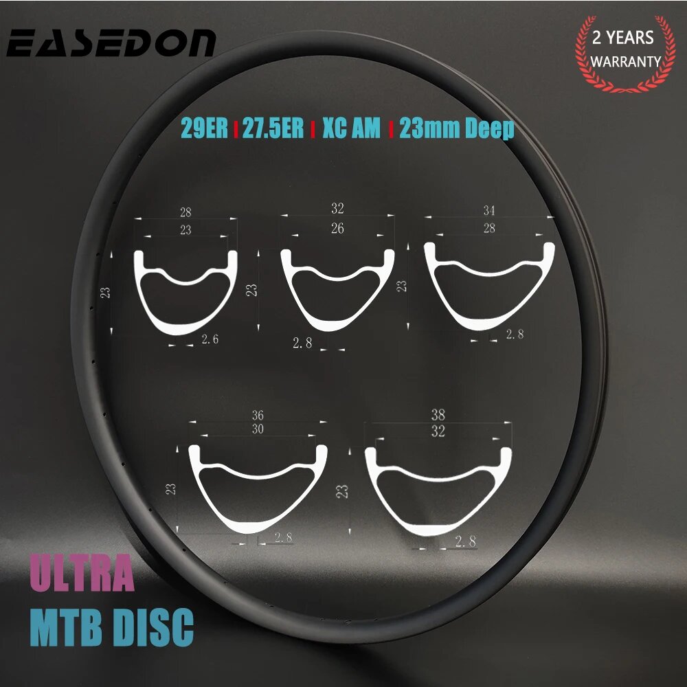EASEDON 29ER Углеродное колесо MTB 23 мм 28/32/34/36/38 мм UD Matte, Ultra Weight, 28Holes, 36x23mm