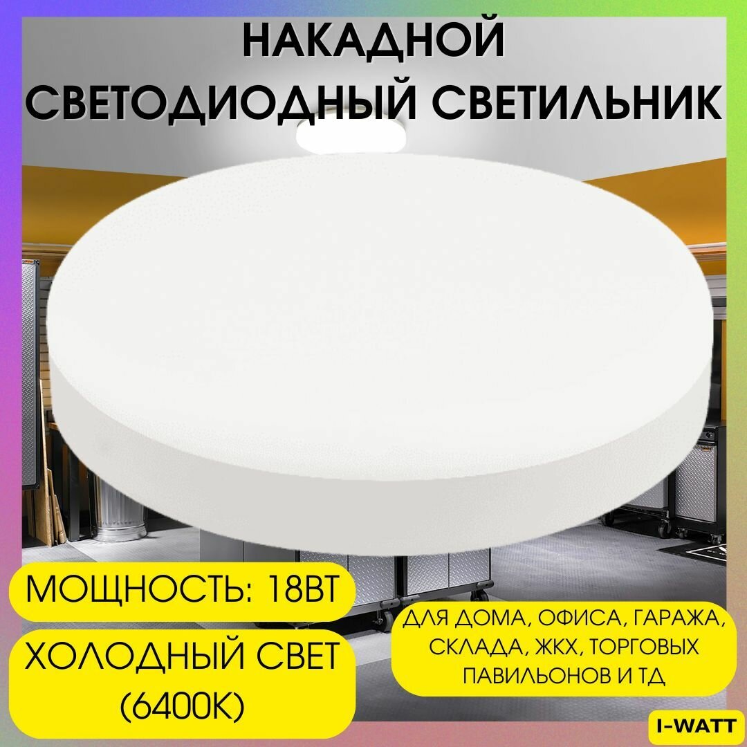 I-WATT накладной светильник потолочный холодный свет 18W 6400К 4800Лм