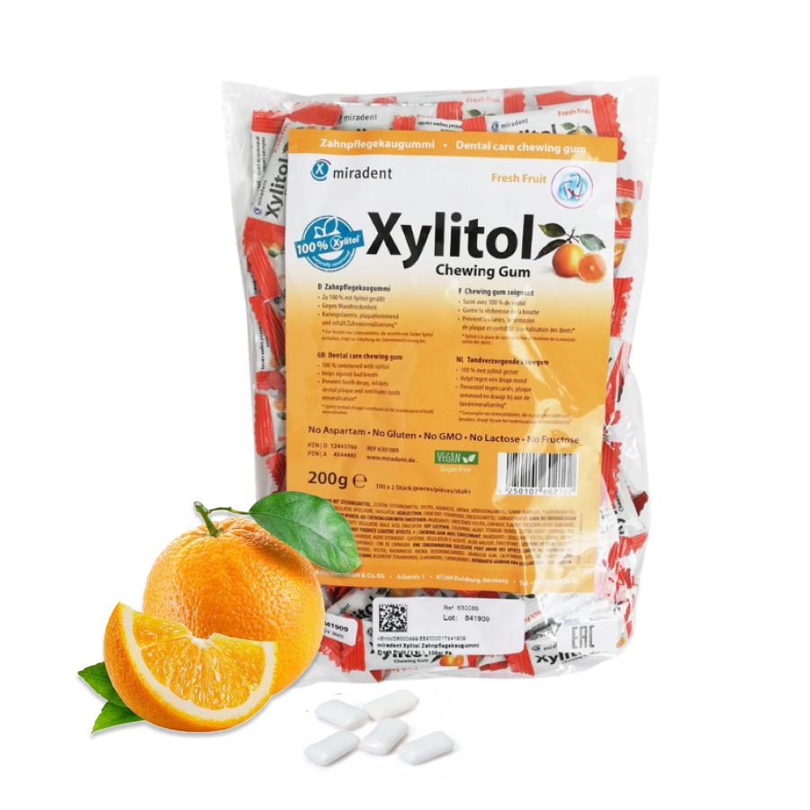 Жевательная резинка Miradent Xylitol со вкусом свежих фруктов, 100 х 2 шт