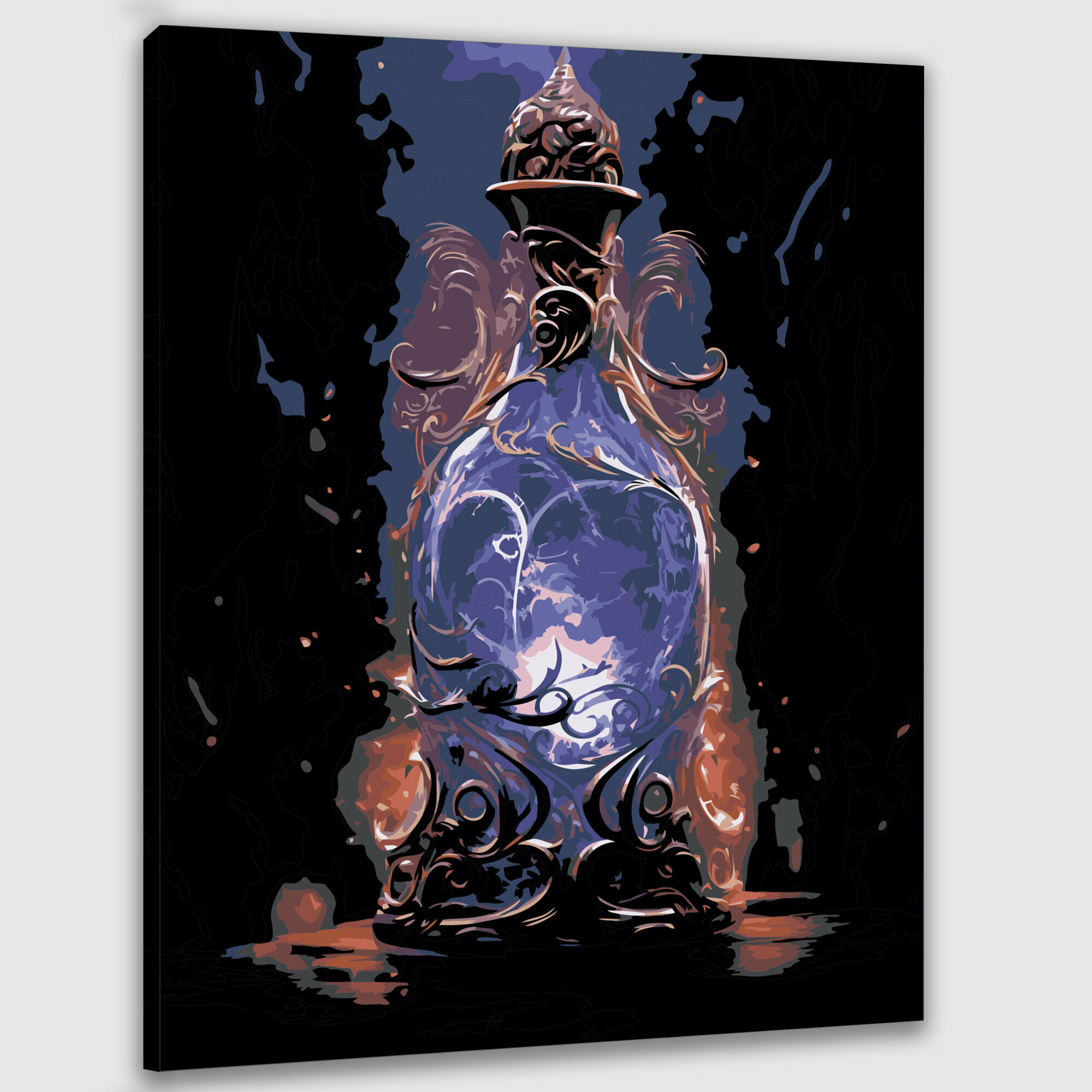 Картина по номерам 40x50 см, цифровое искусство, "Вино магии", мистическая бутылка, воздух, завитки светящейся энерги