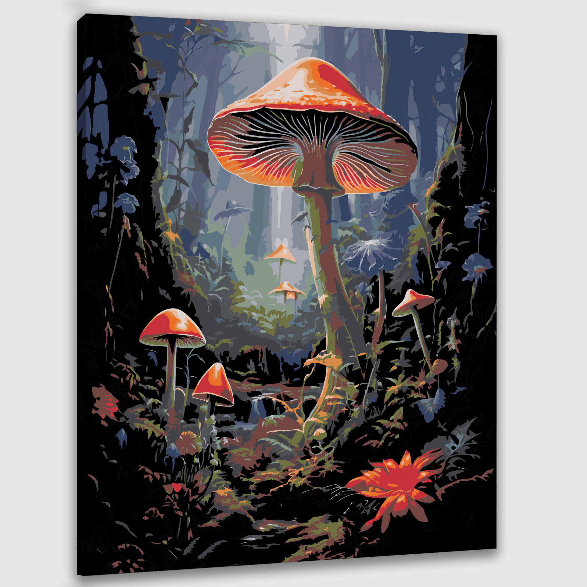 Картина по номерам 40x50 см, фея, картина, масло, волшебство, яркие краски, мазок, полотно, одинокая фея, гриб, роса