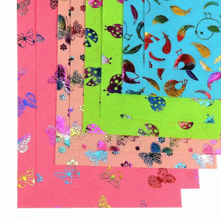 Набор листового фетра с голографическим рисунком IDEAL 1мм 20х30см FLT-HSF1 уп.8 листов цв. ассорти