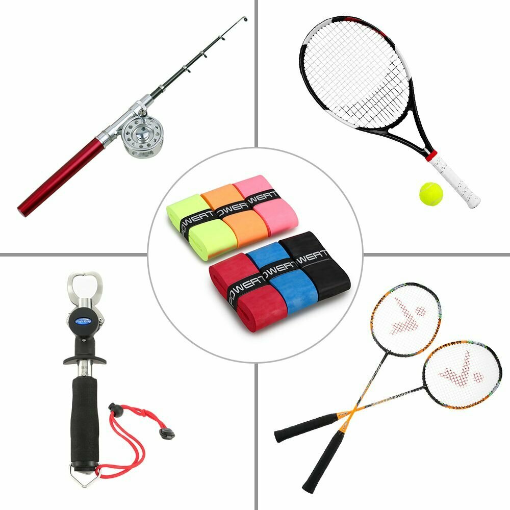 Накладки на ракетку Overgrip, 6 шт, для тенниса, бадминтона, сквоша, черный, синий, оранжевый, розовый, красный, желтый