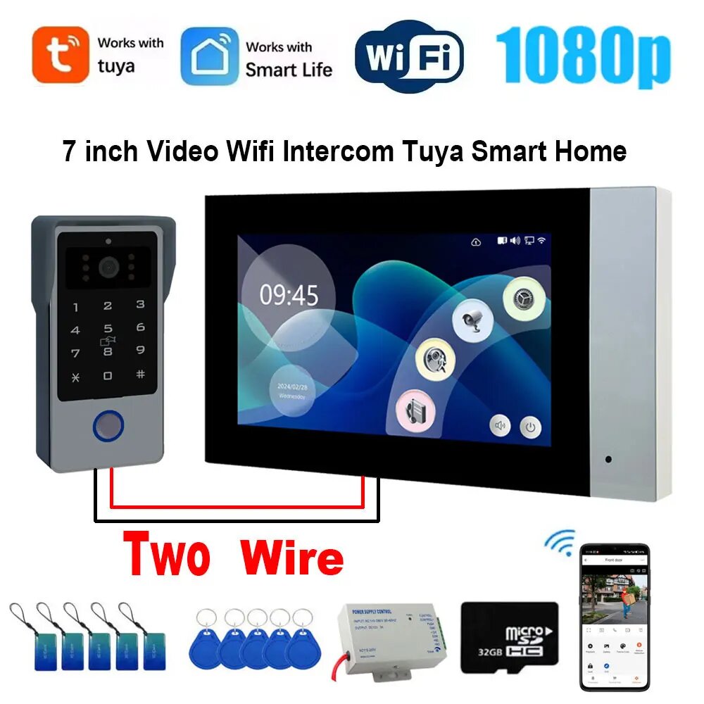 HSmartcam 2-проводной видеодомофон 7 дюймов 7inch add 32G DC Box