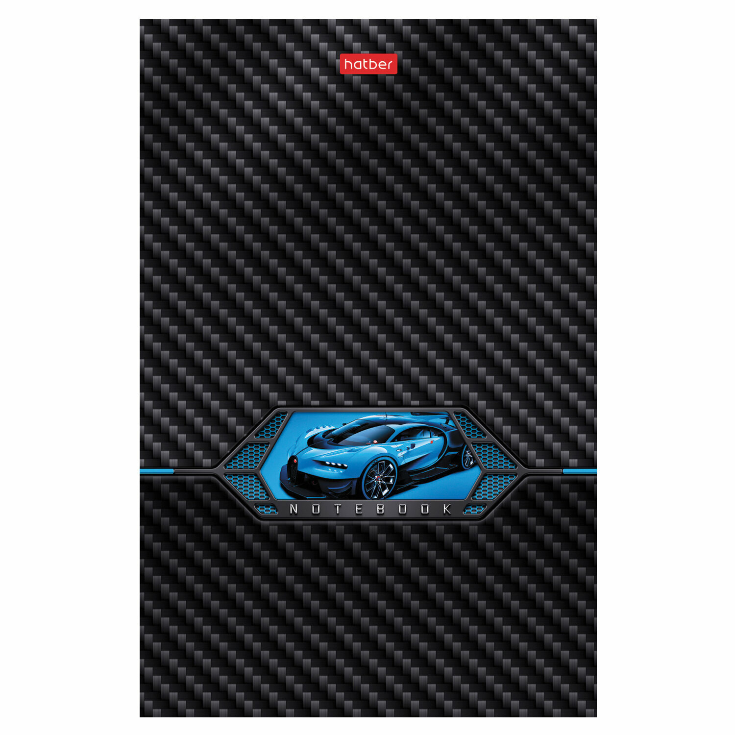 Блокнот А5 96 л, на скобе, картон, клетка, глянцевая ламинация, HATBER, AutoCarbon, 086107, 96Б5лВ1_29380 (цена только за 1 шт.)