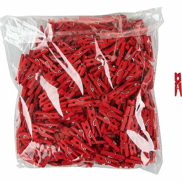 Прищепки-мини деревянные "ProHotel" L-3см декоративные красные уп/48шт