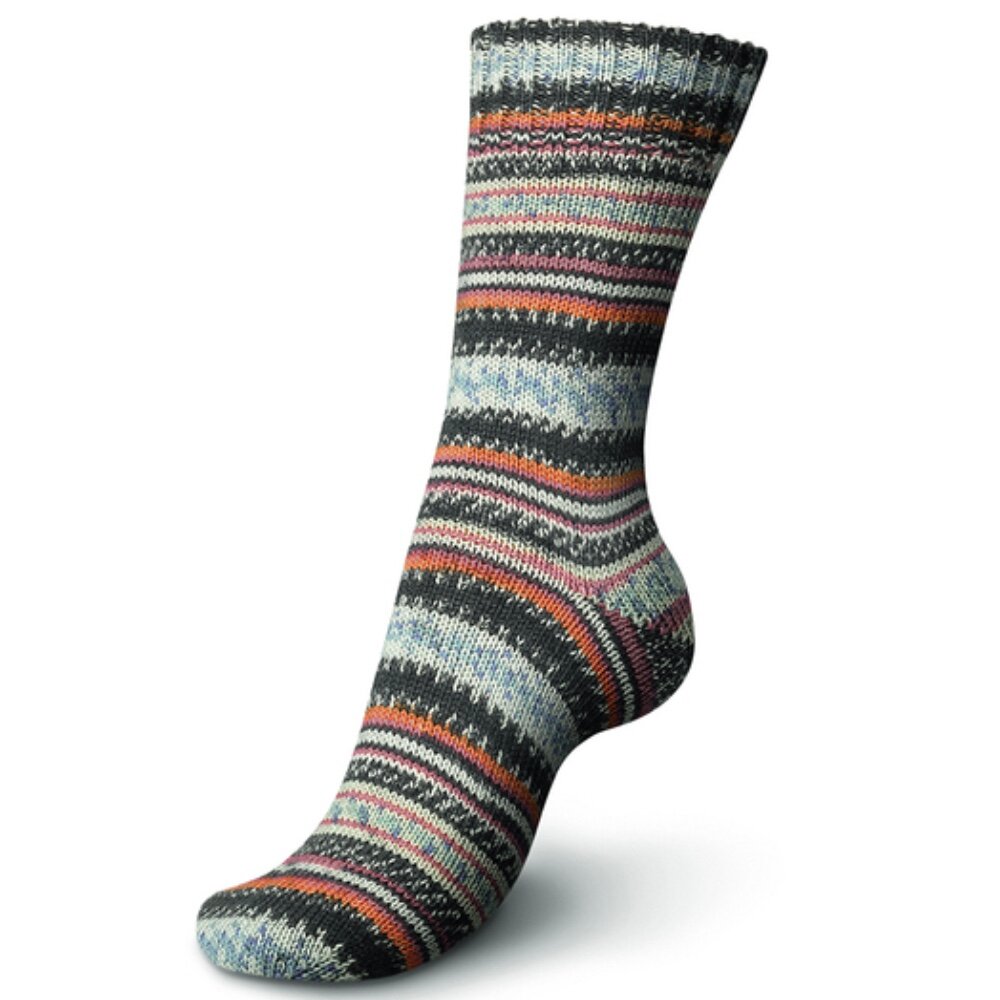 Design Line /Дизайн Лайн/ пряжа Regia, 4 нитки, MEZ, 9801270 (03655, Design Line by Arne Carlos, fall night color (осенняя ночь), голубой/зеленый/красный/оранжевый)