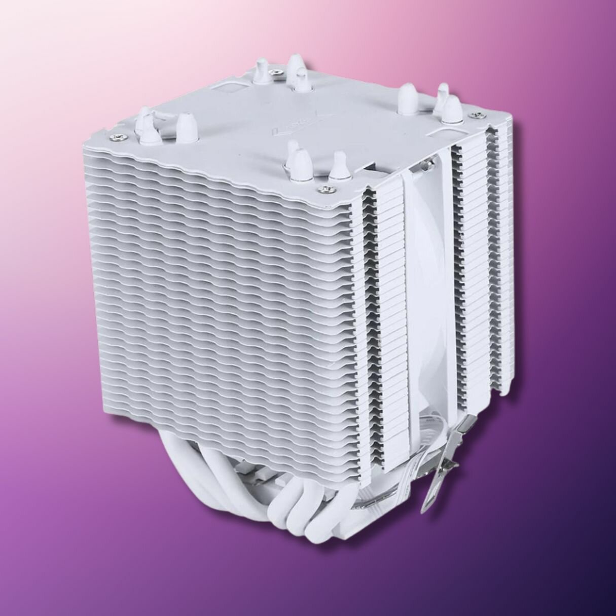 Белый кулер для процессора. 6 медных трубок, скрытый вентилятор (4 pin), 150 Вт