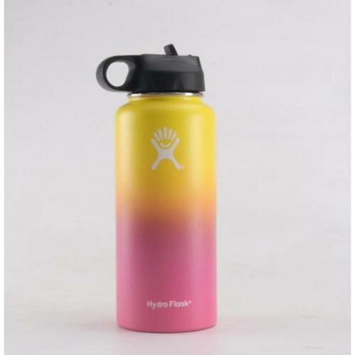 32oz Спортивная бутылка для воды из нержавеющей стали термос (оранжево - розовый)