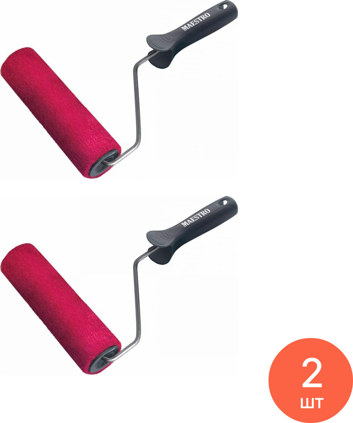 Валик малярный Maestro / Маэстро фасадный из велюра, ворс 4мм, диаметр 48мм, длина 100мм / ручной инструмент (комплект из 2 шт)