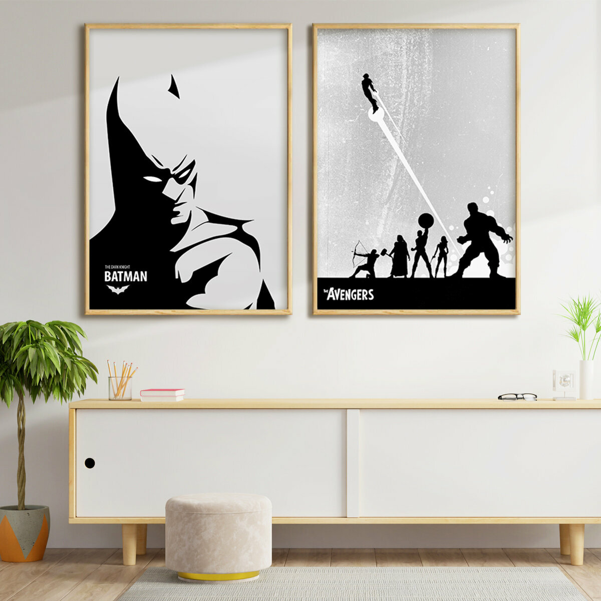 Постер 2 шт 50x70 без рамки "Бэтмен Супергерои" набор картин для интерьера