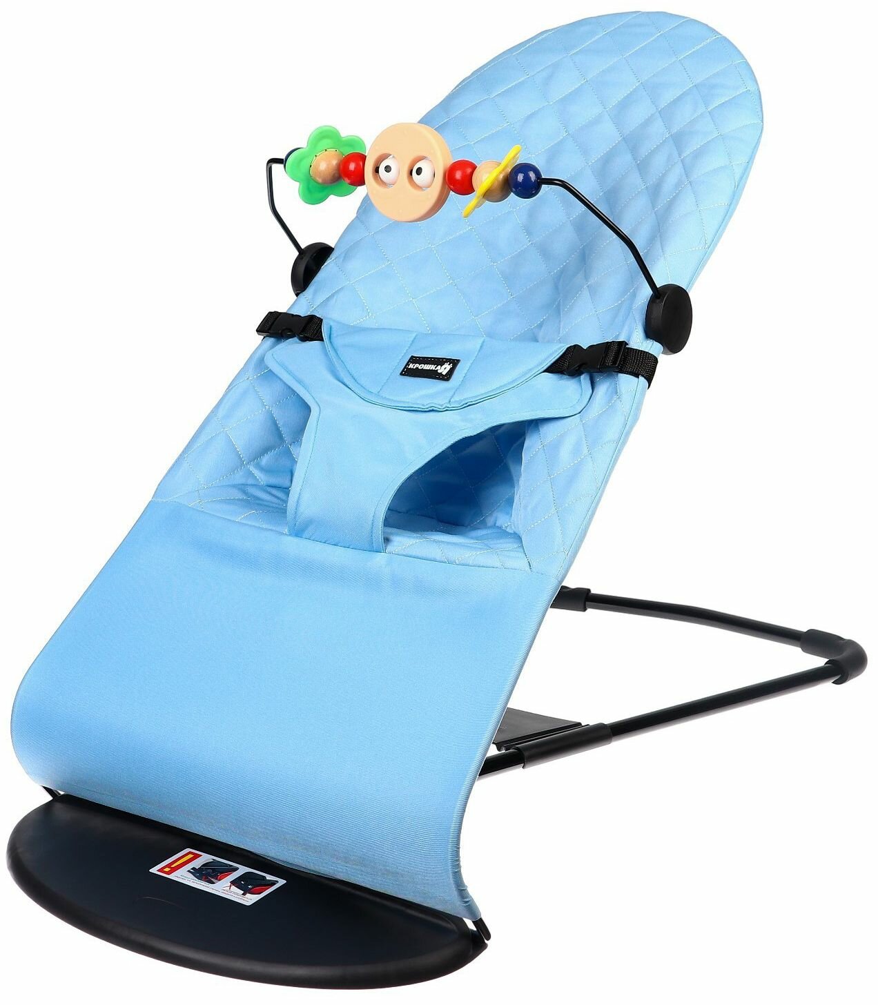Шезлонг для новорождённых, кресло-качалка для малышей, люлька с дугой для младенцев с игрушками, цвет голубой