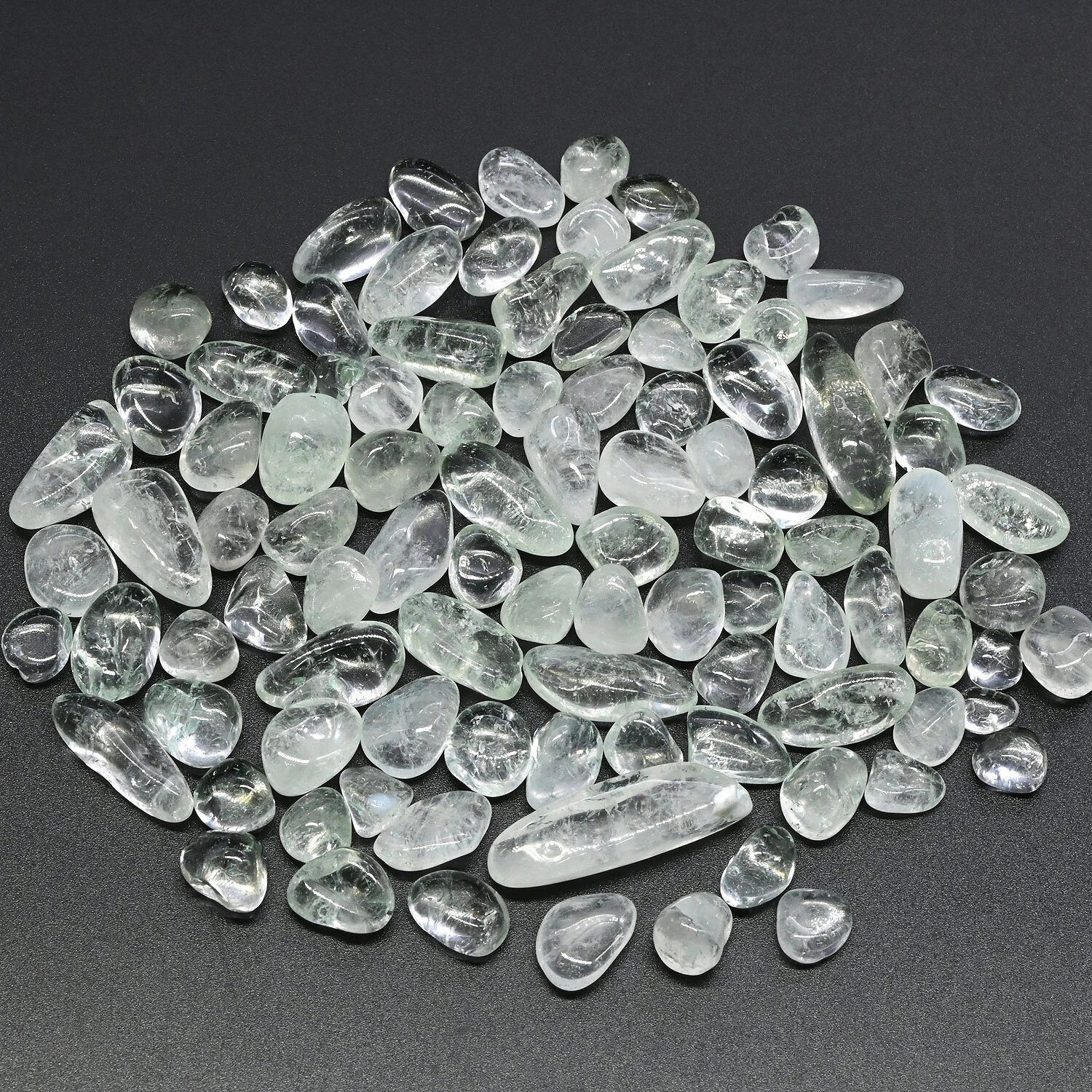 Аметист зеленый (празиолит) галтовка фракция 8-18мм, упаковка 100г .