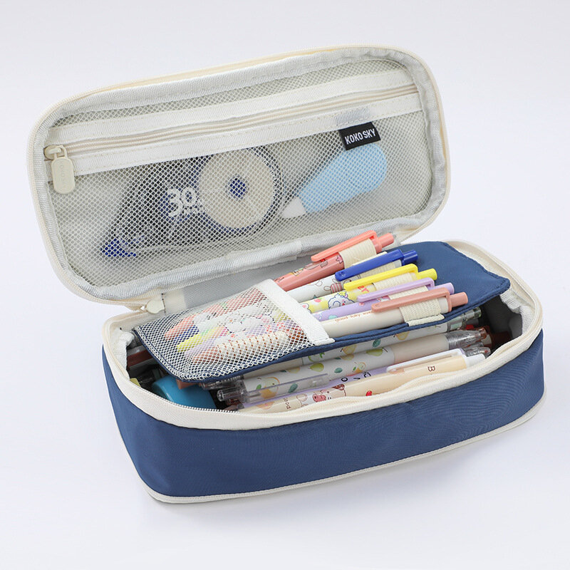 Японский и корейский стиль, большая емкость, расширяемый пенал из холста в цвете макарон, трансформируемый простой пенал для студентов