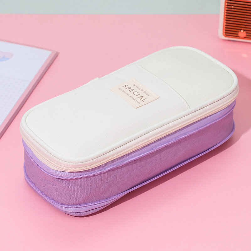 Японский и корейский стиль, большая емкость, расширяемый пенал из холста в цвете макарон, трансформируемый простой пенал для студентов