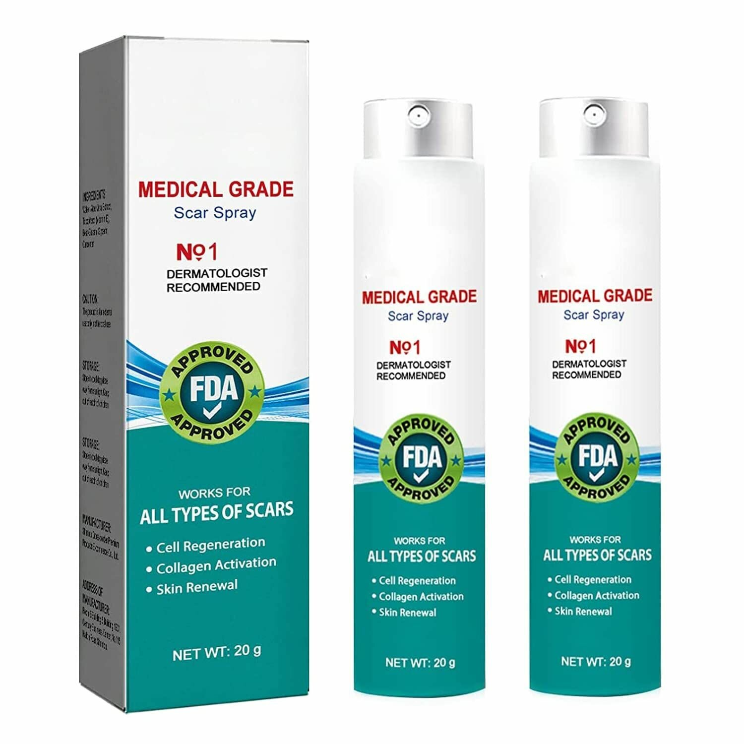 2 комплекта для всех типов шрамов для, высококачественных спреев, хирургических шрамов и растяжек,