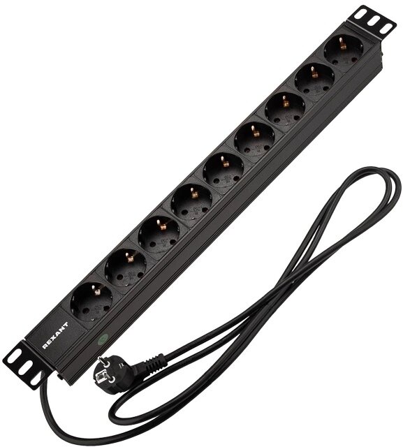 04-0105-1 / Блок распределения питания Rexant 04-0105-1 гор. размещ. 9xCEE7/4 базовые 16A CEE7/7 2м