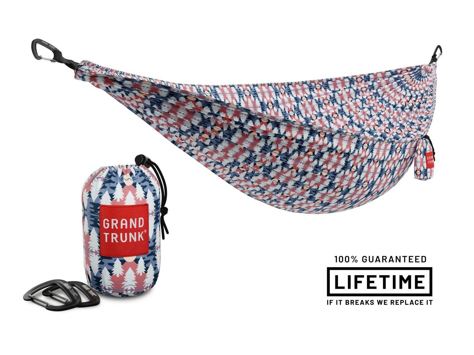 Decathlon Двухместный гамак Grand Trunk Trunk Tech Double Prints wild forest, синий/розовый/белый