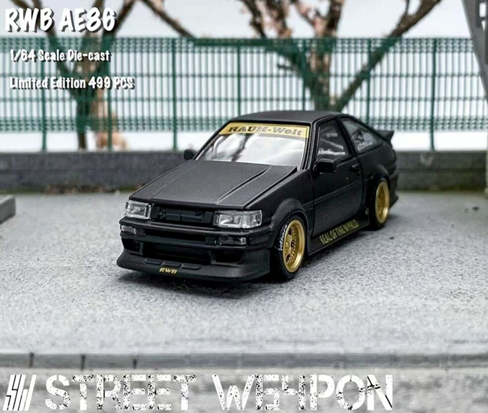 Коллекционная машинка Street Warrior 1:64 RWB Toyota AE86 Matte black