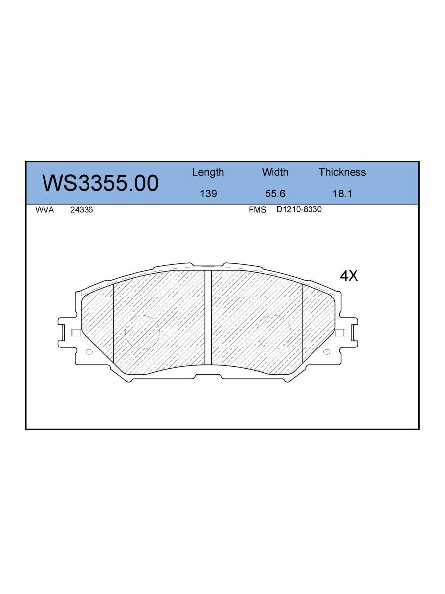 Колодки тормозные дисковые JEENICE WS3355.00 перед для SUBARU и TOYOTA