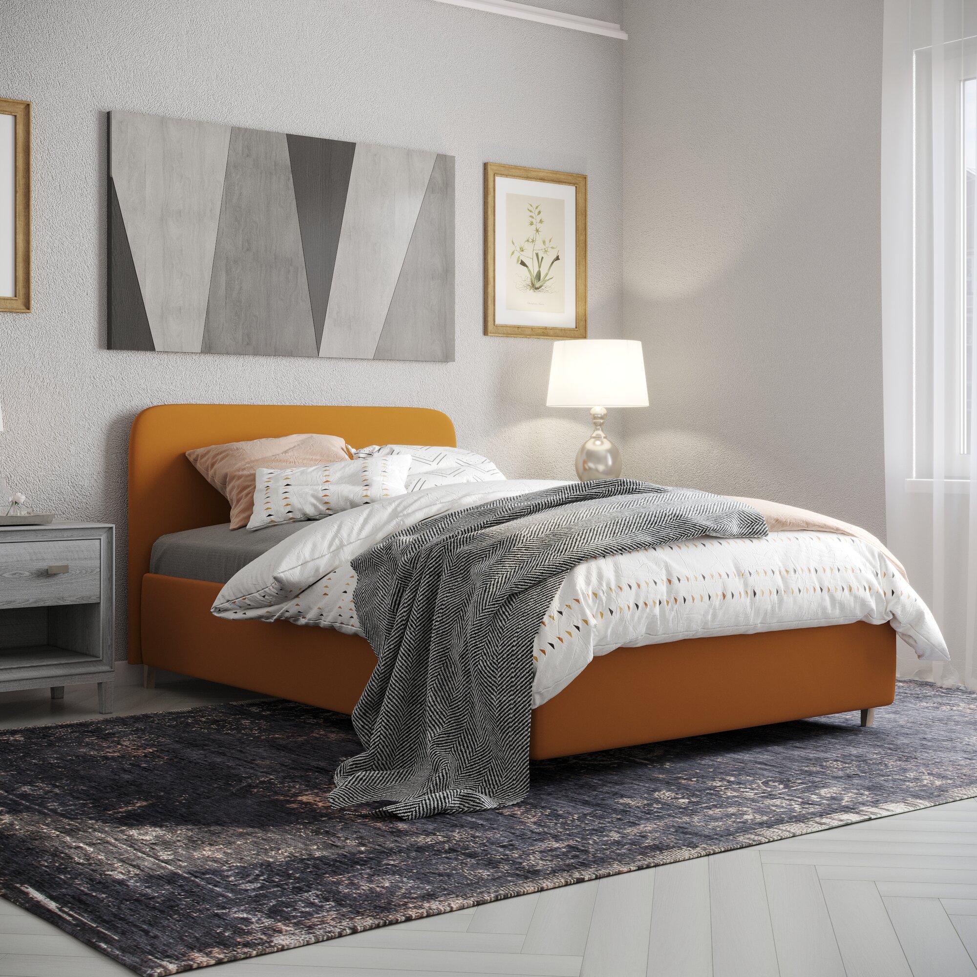 Кровать InRoom Мягкая кровать с подъемным механизмом Abstract Терракотовый велюр, 160х200, с ножками