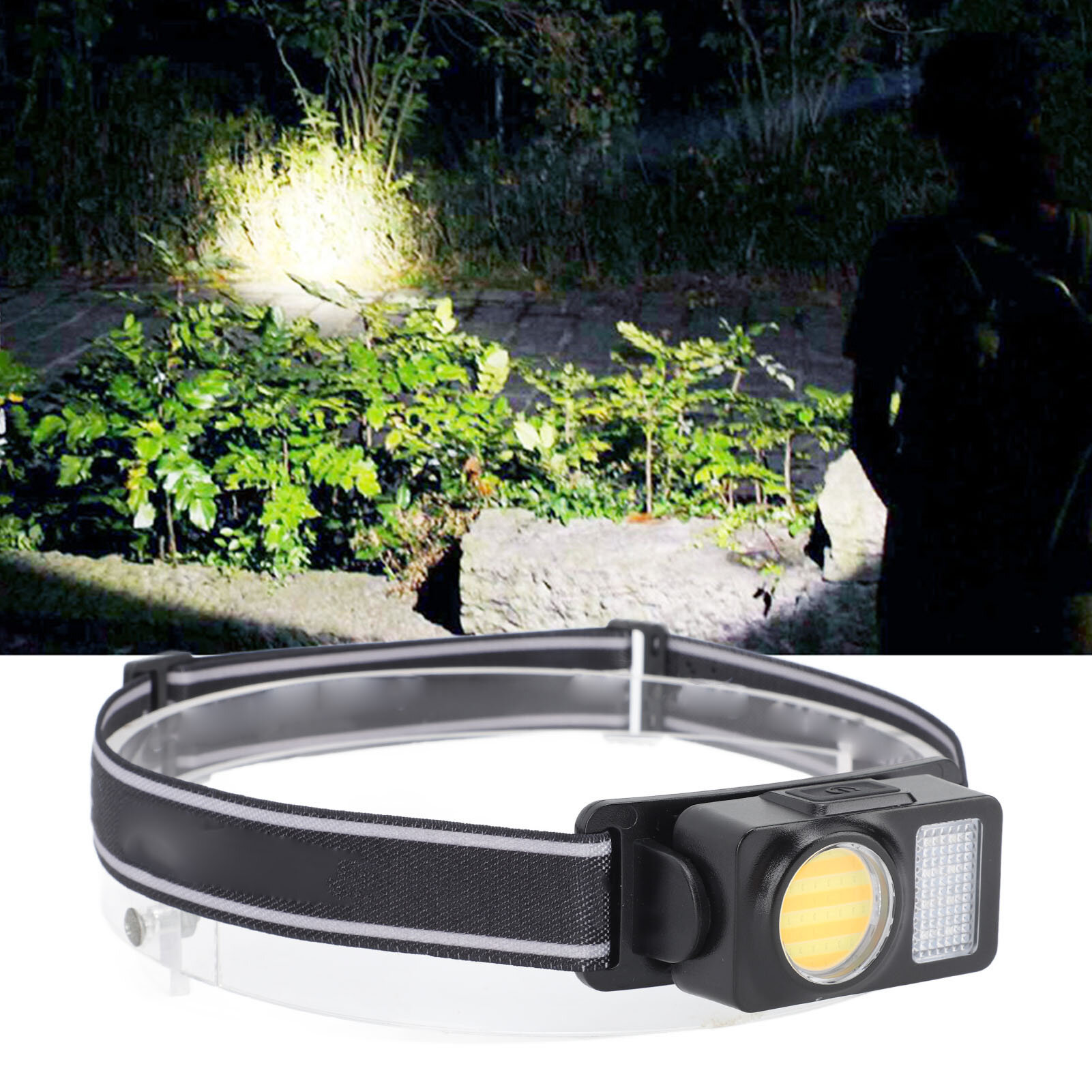 Налобный фонарик, водонепроницаемый, многофункциональный, перезаряжаемый через USB, с регулируемым ремешком, для ночной рыбалки, езды на велосипеде, работы
