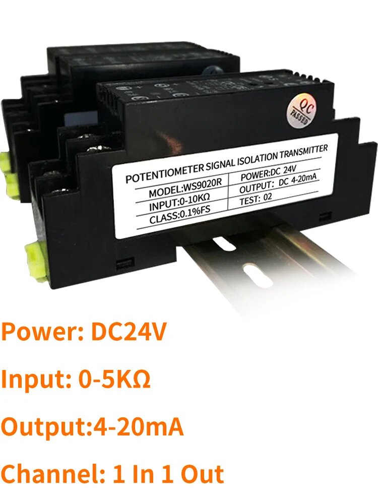 Потенциометр 0-5kОм, 4-20мА, DC24V, WS9020R, 1 In 1 Out