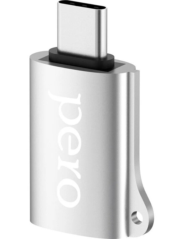 Адаптер Pero AD02, OTG, TYPE-C TO USB 2.0, серебристый (PRAD02TUSR)