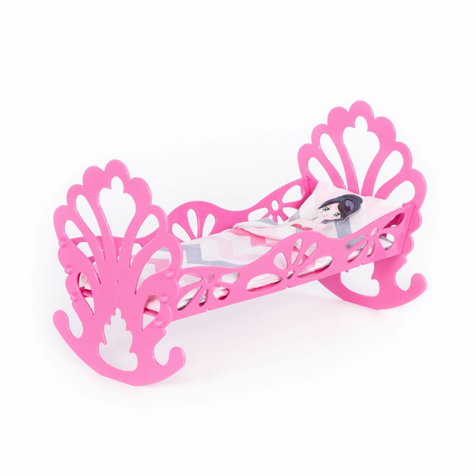 Полесье Кроватка-качалка сборная с бумажной куклой и постельным бельем 69801 с 3 лет