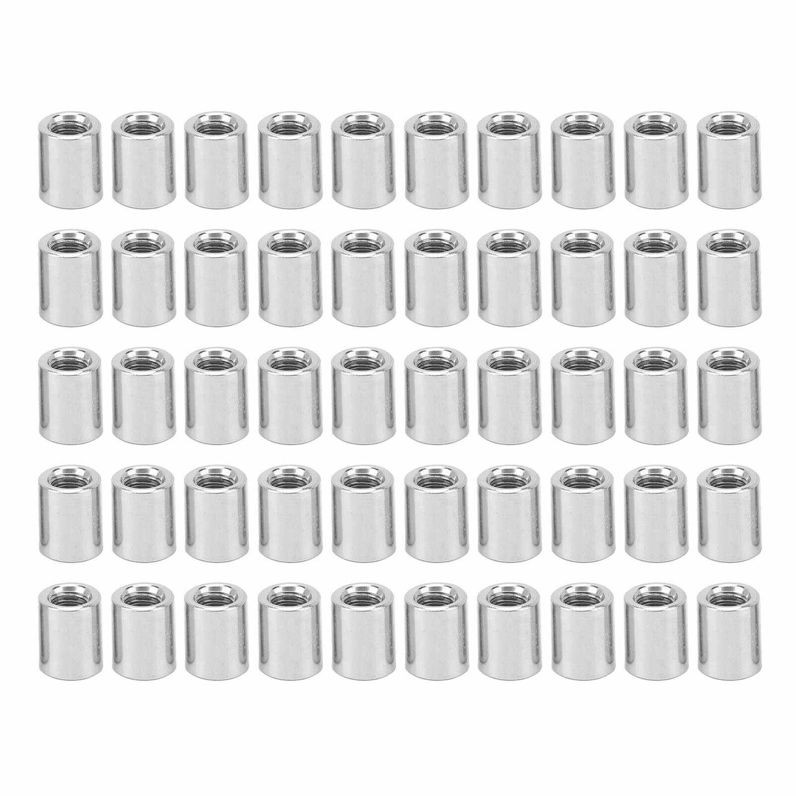 Набор из 50 круглых соединительных гаек M5 x 0.8 8 L10 мм с внутренней резьбой, нержавеющие соединительные гайки для трубопроводов.