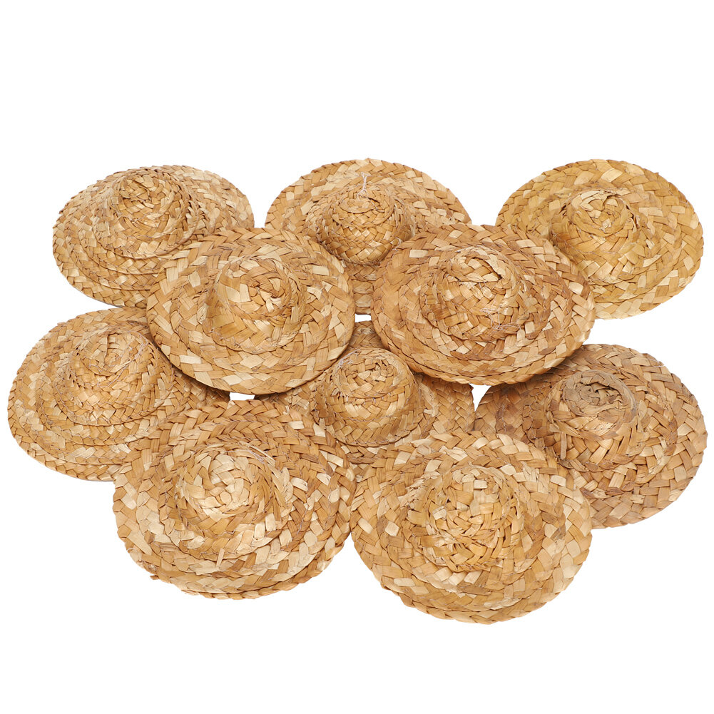 10 шт. кукольная соломенная шляпа, мини-шляпка из травы, плетеная вручную, аксессуары для животных, шляпка для украшения