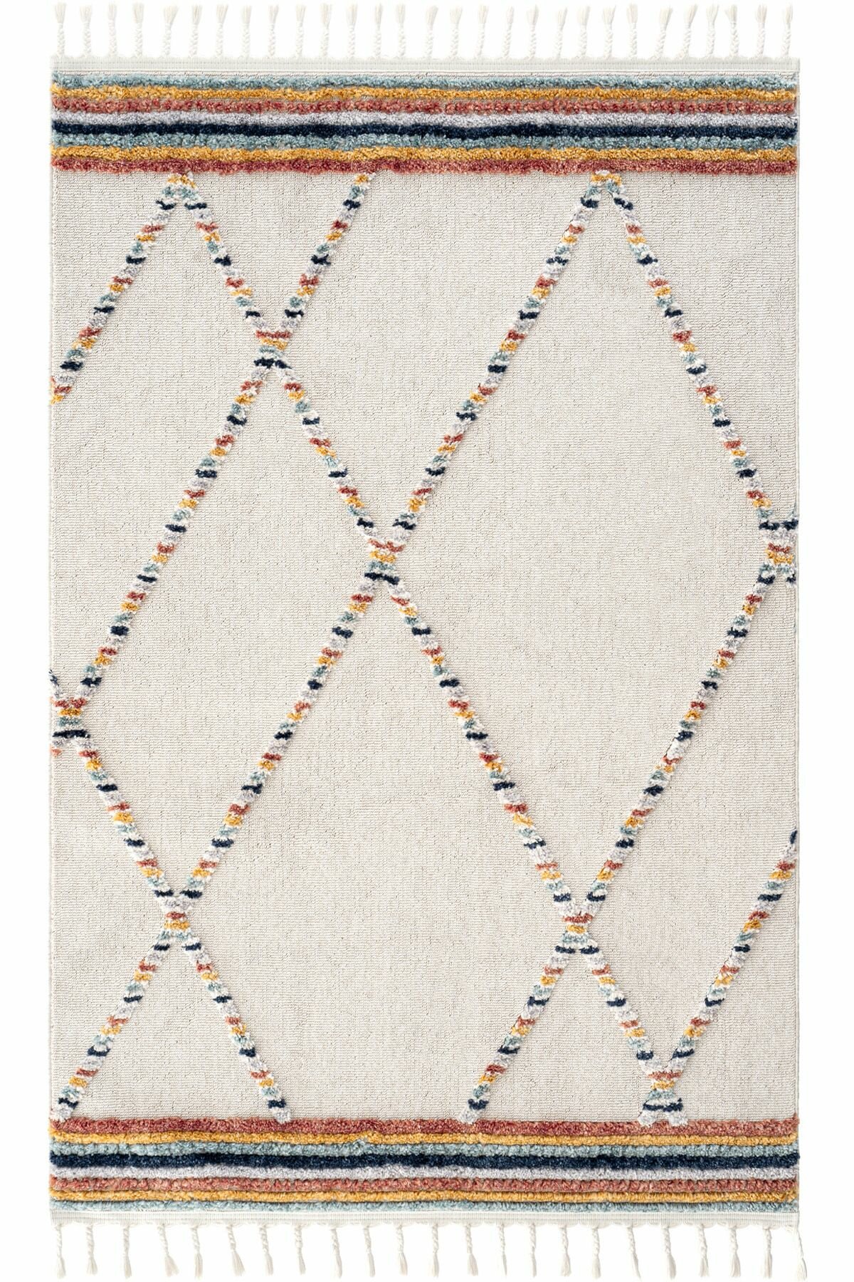 Ковер-дорожка Cool Hali Palazzo 04 мягкий плетеный 80x300 см Северный жемчуг (бежевый, коричневый, темно-синий) с эффектом букле