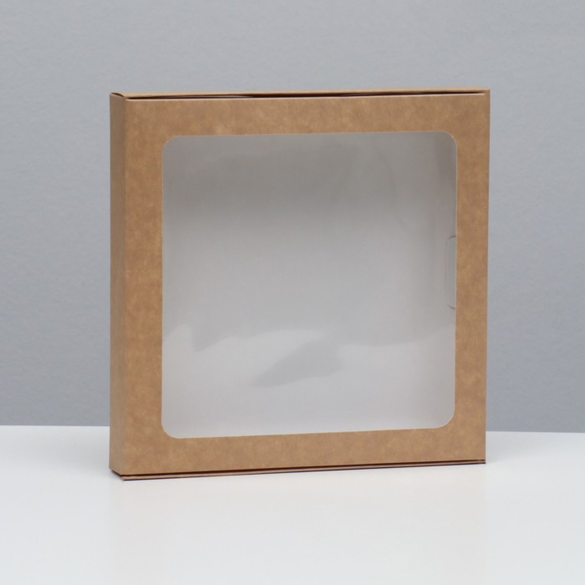 Подарочная коробка Upak Land, для кондитерских изделий, картон, пластик, 21x21x3 см