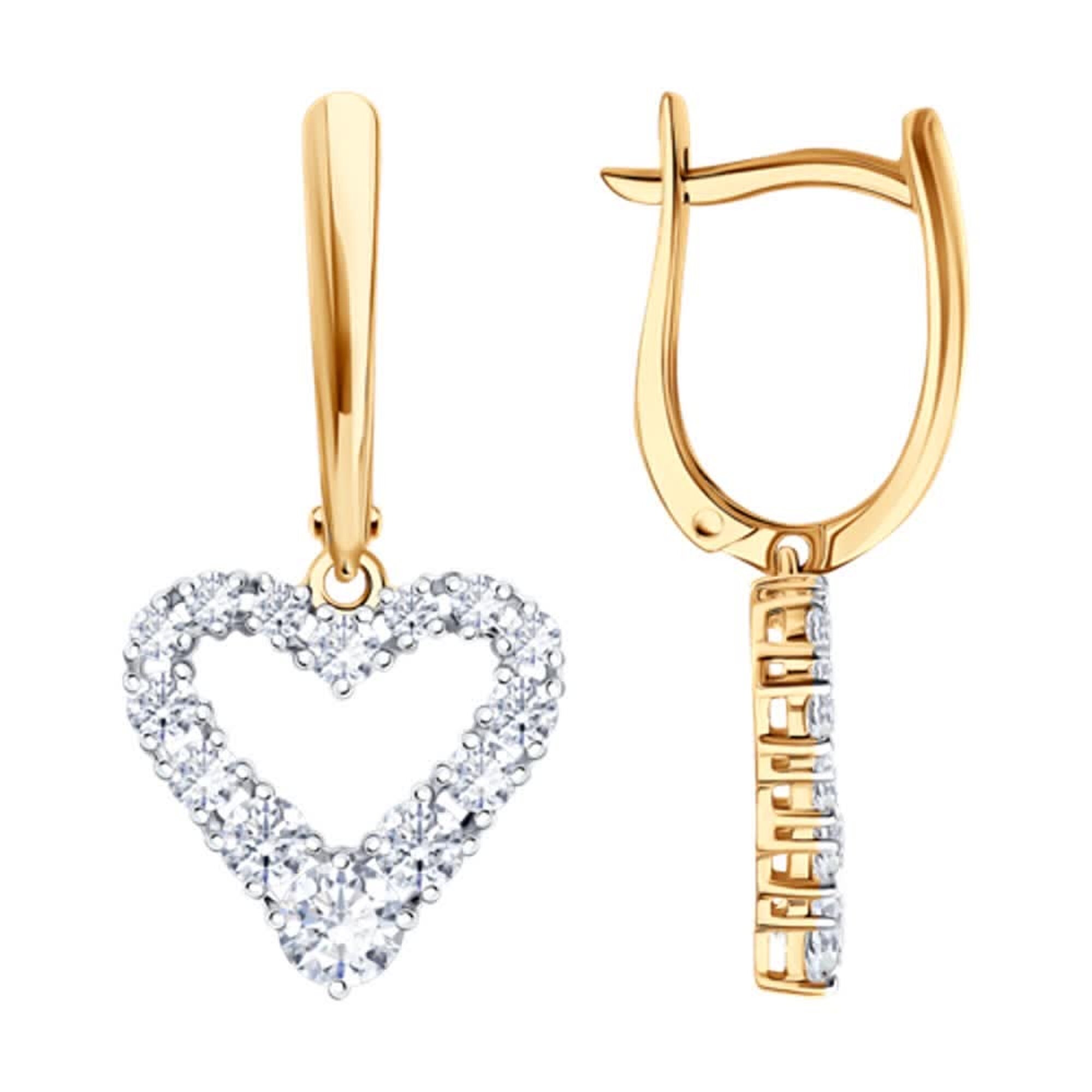 Серьги Diamant online, красное золото, 585 проба, фианит