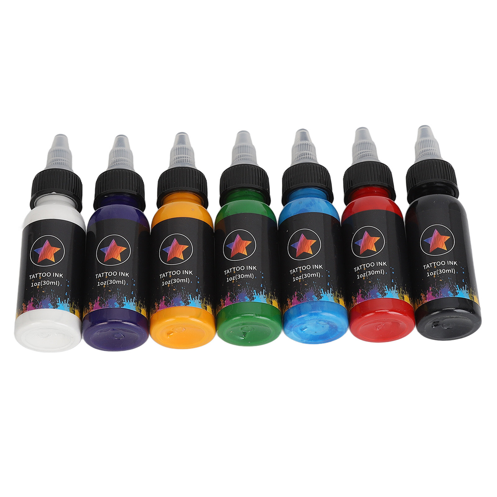 7-цветный набор чернил для татуировки, 210 мл, яркие пигментные чернила высокой концентрации для искусства и дизайна татуировки, совместимость с тату-машинами
