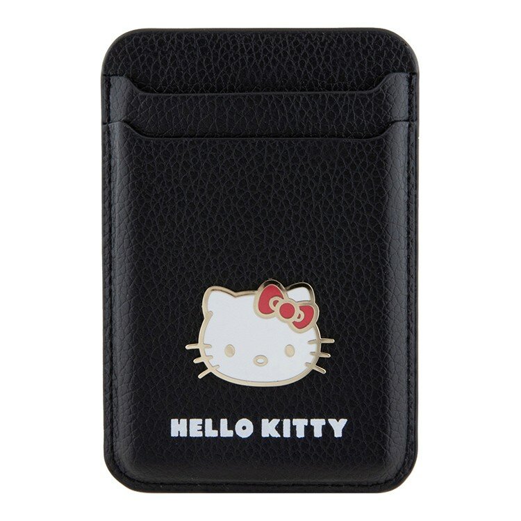 Hello Kitty магнитный бумажник с MagSafe, зернистая кожа PU Metal Kitty Head, черный