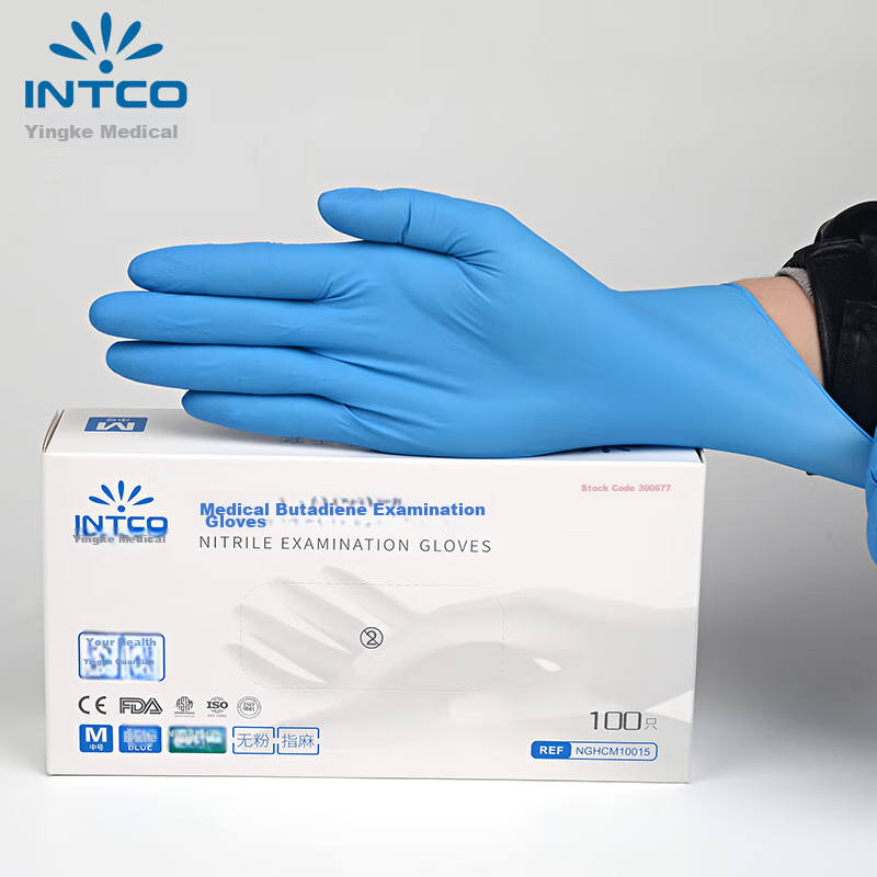 INTCO Disposable Nitrile Gloves, Protective, Sterile, Food-Grade, for Surgical Examination, Latex Rubber, Size L