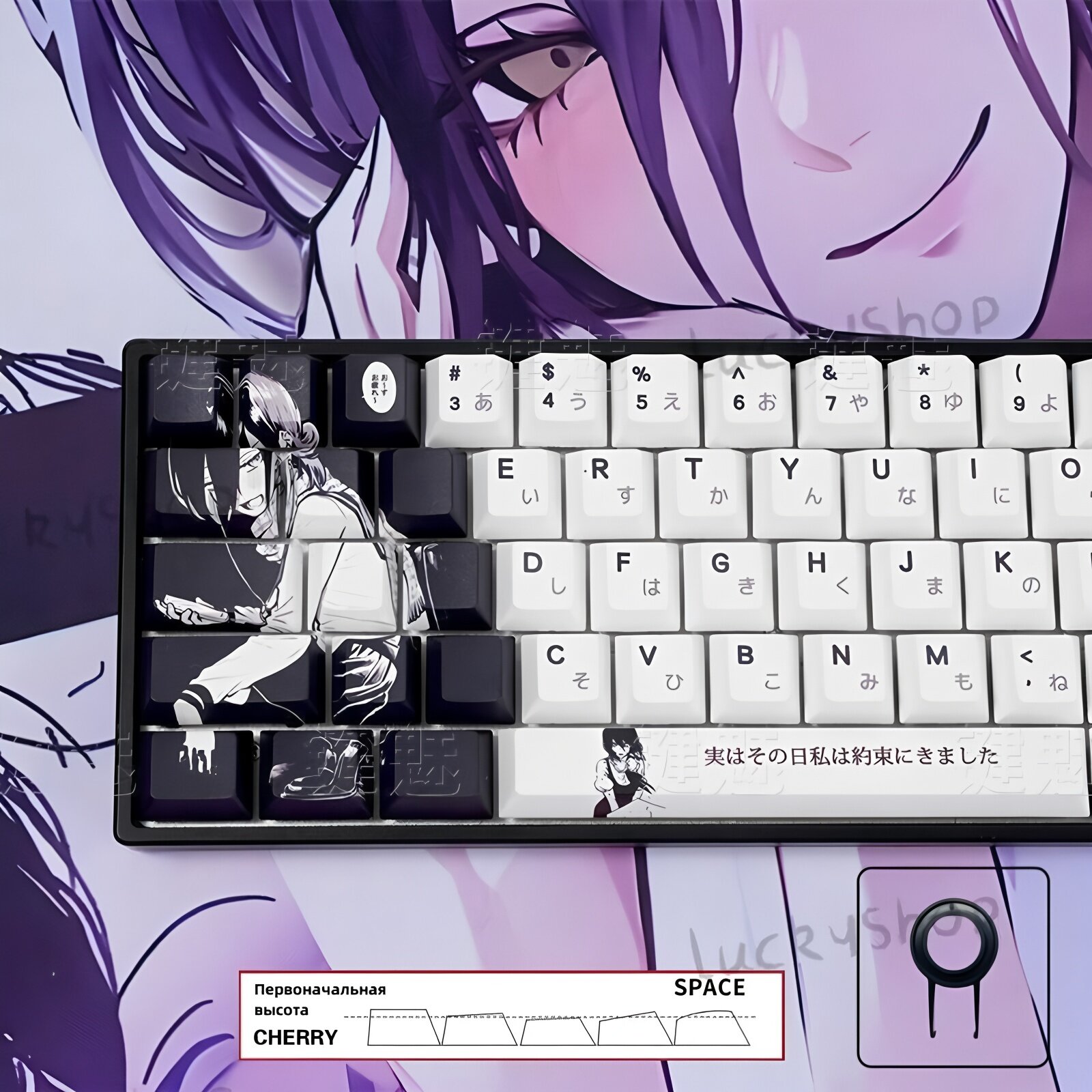 Кейкапы для механической клавиатуры 140 шт, Высота: CHERRY/PBT/Предмет Человек - бензопила Рэйза two