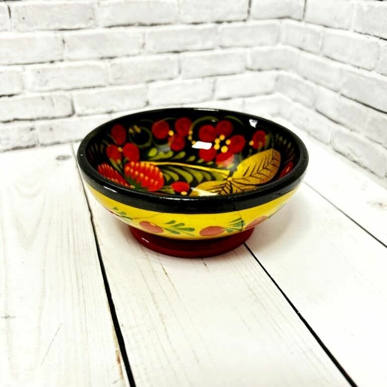 Чашка розетка для варенья деревянная Хохлома 40*95 мм