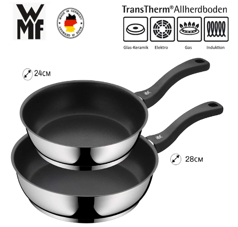 WMF Набор сковородок 2 шт 24см и 28 см с антипригарным покрытием, нержавеющая сталь Cromargan 733026299