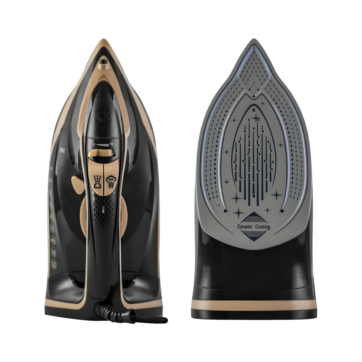 Электрический утюг Endever Delta-226, черный/бежевый, мощность 2400 Вт керамика