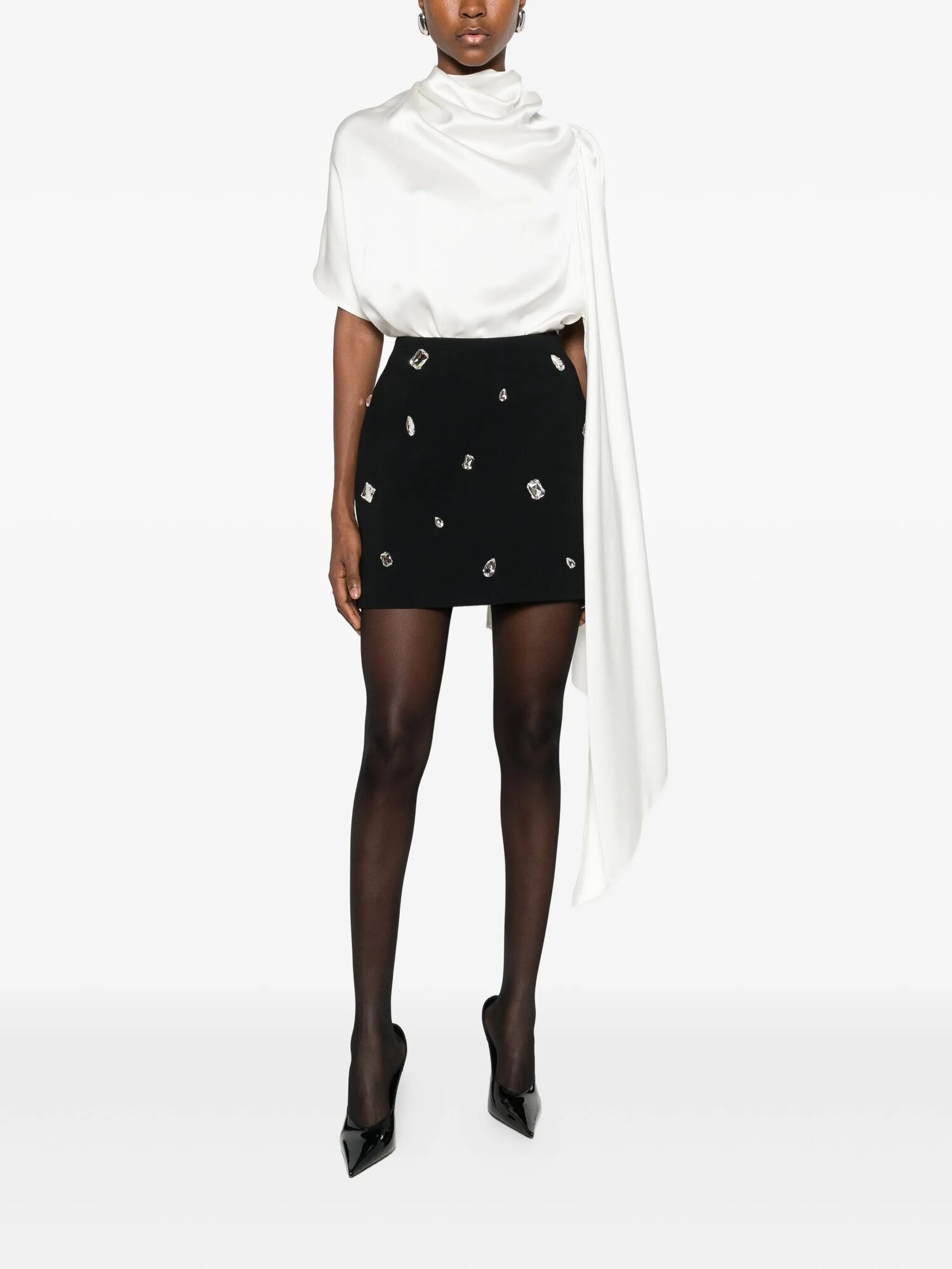Юбка David Koma Embellished mini skirt, размер 8, черный — фото 1